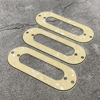 3x Cream Pearloid Stratocaster Strat Pickup Mounting Ring | Reverb