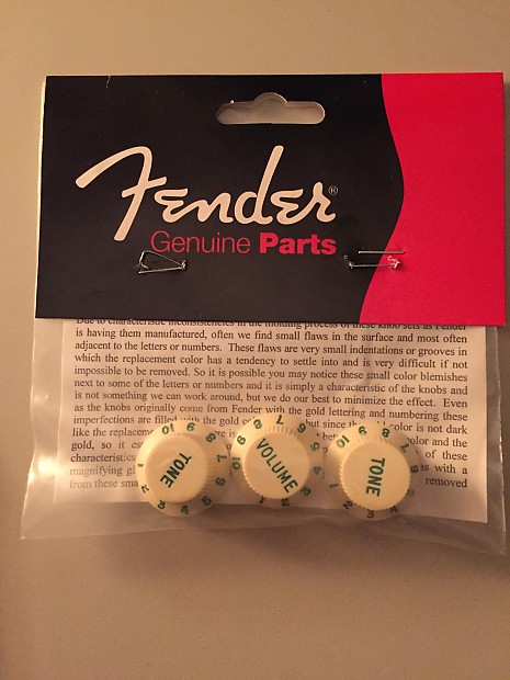 Fender Stratocaster Knobs Aged White Green Lettering | Reverb