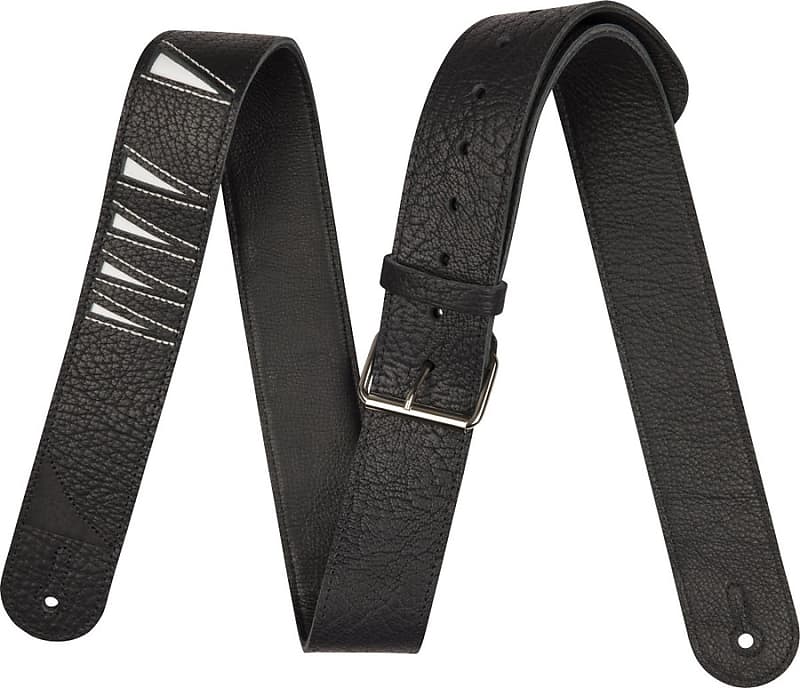 Jackson Shark Fin Leather Strap - 2", Black/White | Reverb