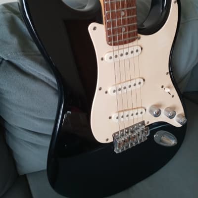 Black Squier Stratocaster w/ Telecaster knobs | Reverb