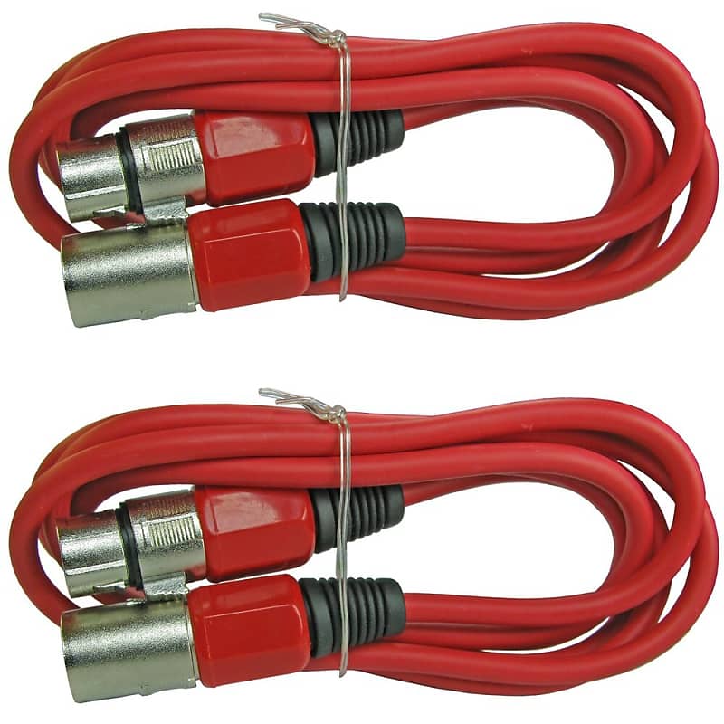 2 Red 10 Ft Foot Xlr 3Pin Male To Female Shielded Mic | Reverb