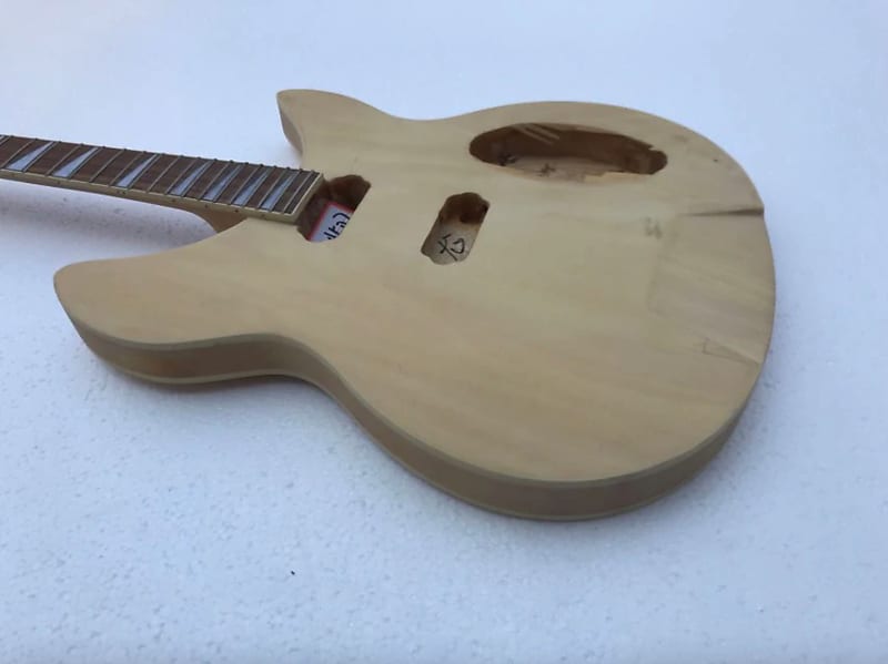 Unfinished Solid Double Cutaway Guitar Body with Neck, | Reverb