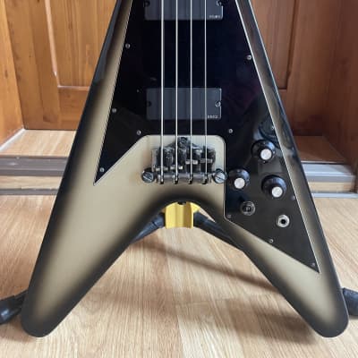 ESP Custom Shop Flying V Bass Neck Through 2001 - Silverburst | Reverb