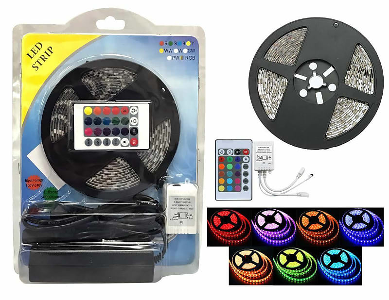 Absolute LED RGB Color Ribbon Kit Power Plug Remote Water | Reverb