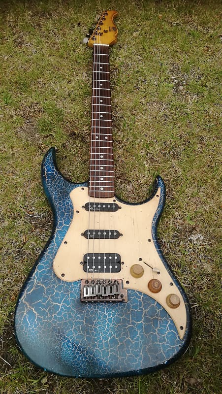 AXL Badwater Blue Crackle HSS Electric Guitar | Reverb