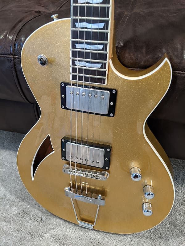ESP Eclipse 1995 Metallic Gold Arch Top Semi Hollow Time | Reverb