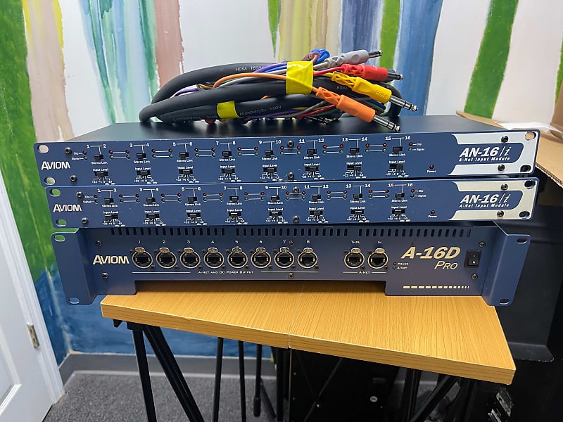 Full Aviom Setup (9) A16-ii personal mixers, (2) Aviom | Reverb