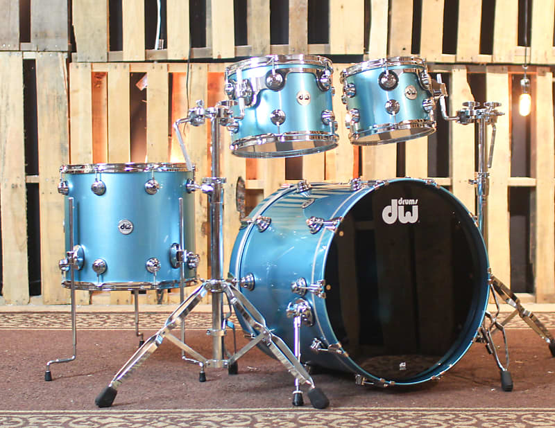DW Collector's Maple Mahogany Laser Blue Drum Set - | Reverb