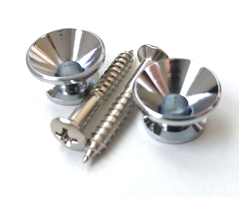 2 Stratocaster Style Chrome Strap Buttons Gotoh type + | Reverb UK