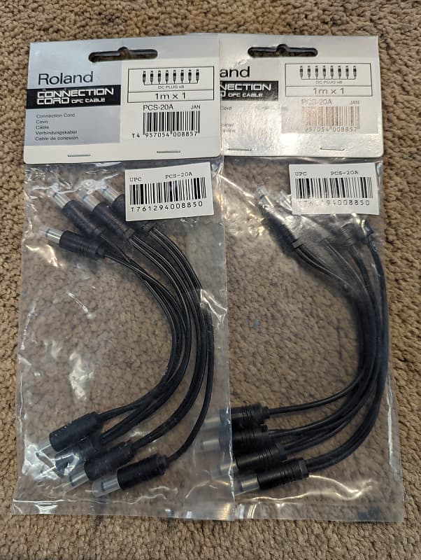 Pair of Roland Connection Cord PCS-20A DC Cables | Reverb