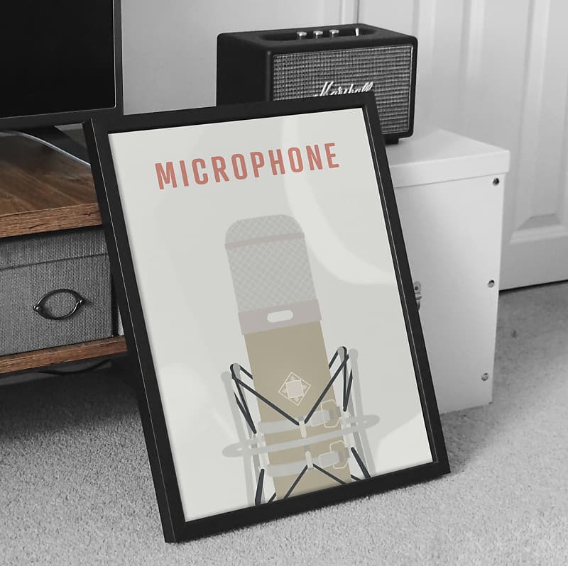 Condenser Microphone Print - Telefunken u47 Mic Music Poster, | Reverb