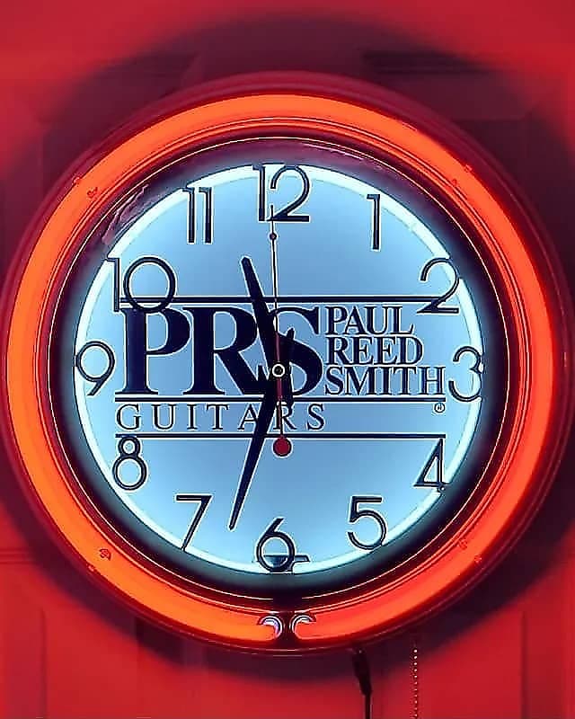 PRS Guitars Double Neon Redish Orange/White Wall Clock Killer | Reverb