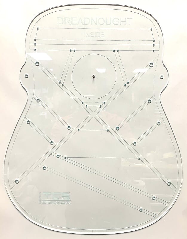 Dreadnought Acrylic Acoustic Soundboard Bracing Template | Reverb