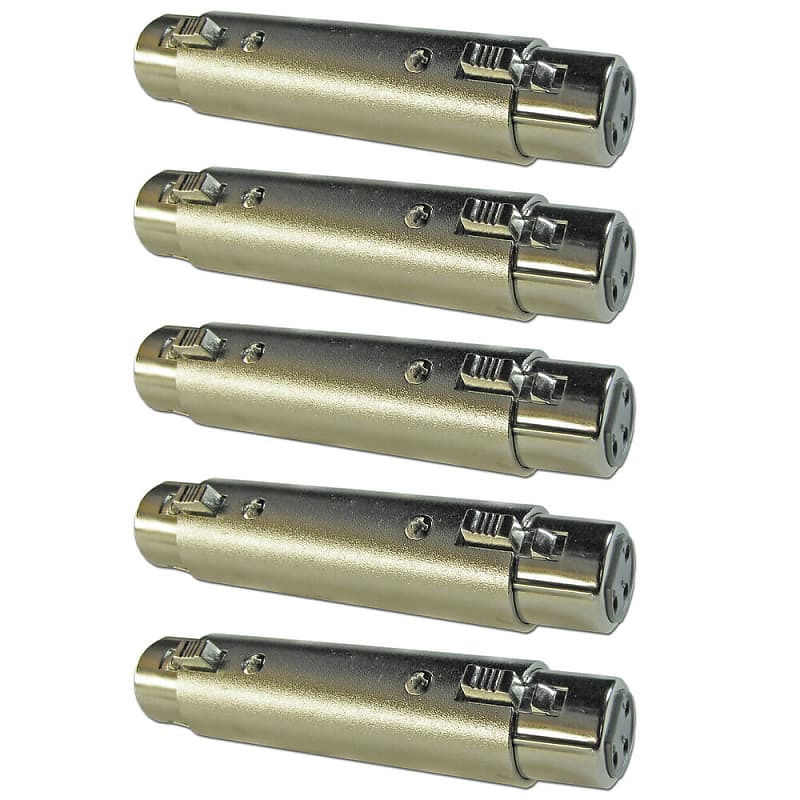 pack of 5 3 Pin Xlr F To Female Mic Microphone Cable Gender | Reverb
