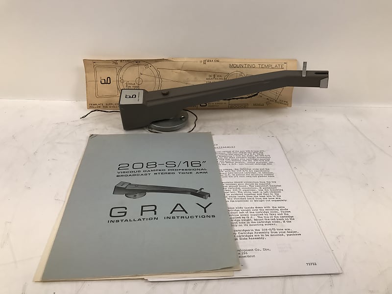 Gray Research 208-S 16" Silicon Damped Transcription Tonearm | Reverb
