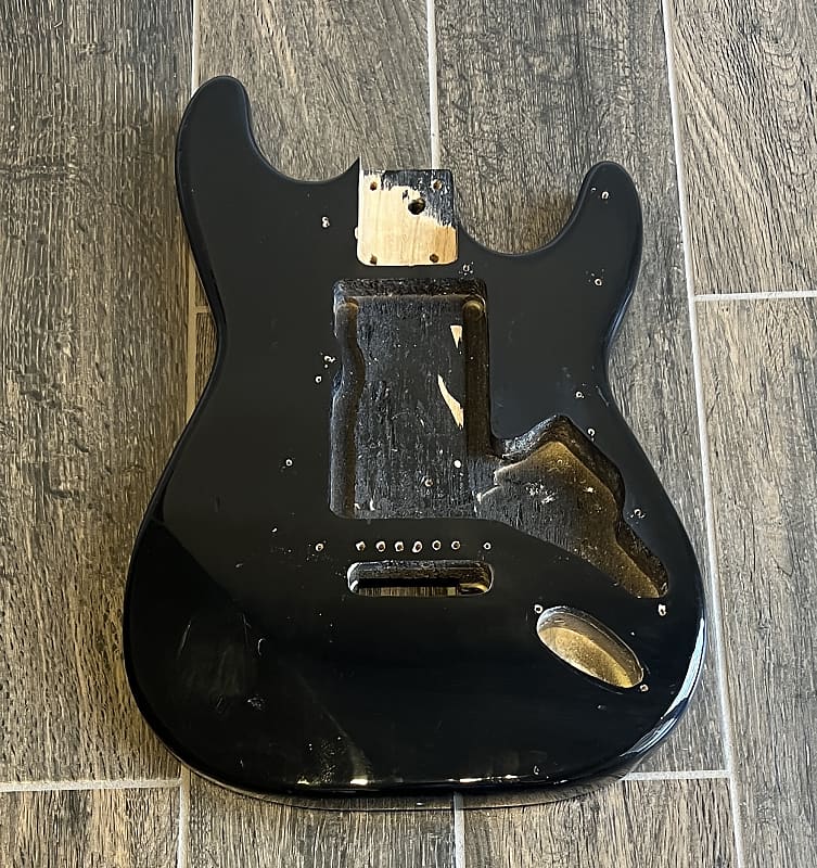 Strat-Style Guitar Body - Black - Lightweight | Reverb