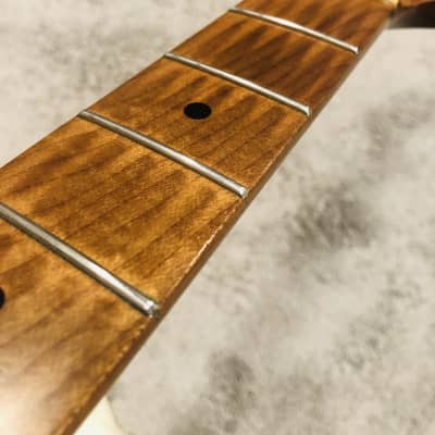 Warmoth Stratocaster Roasted Flamed Maple Neck Locking Tuners | Reverb