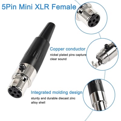 5Pin Mini XLR Connector TA4F Adapter Female Plug Mic | Reverb