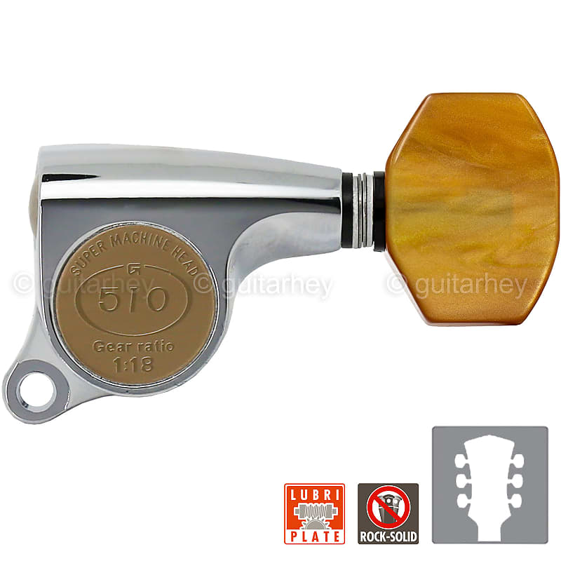 NEW Gotoh SGS510Z-P8 L3+R3 Set Mini Tuners AMBER Buttons 1:18 | Reverb