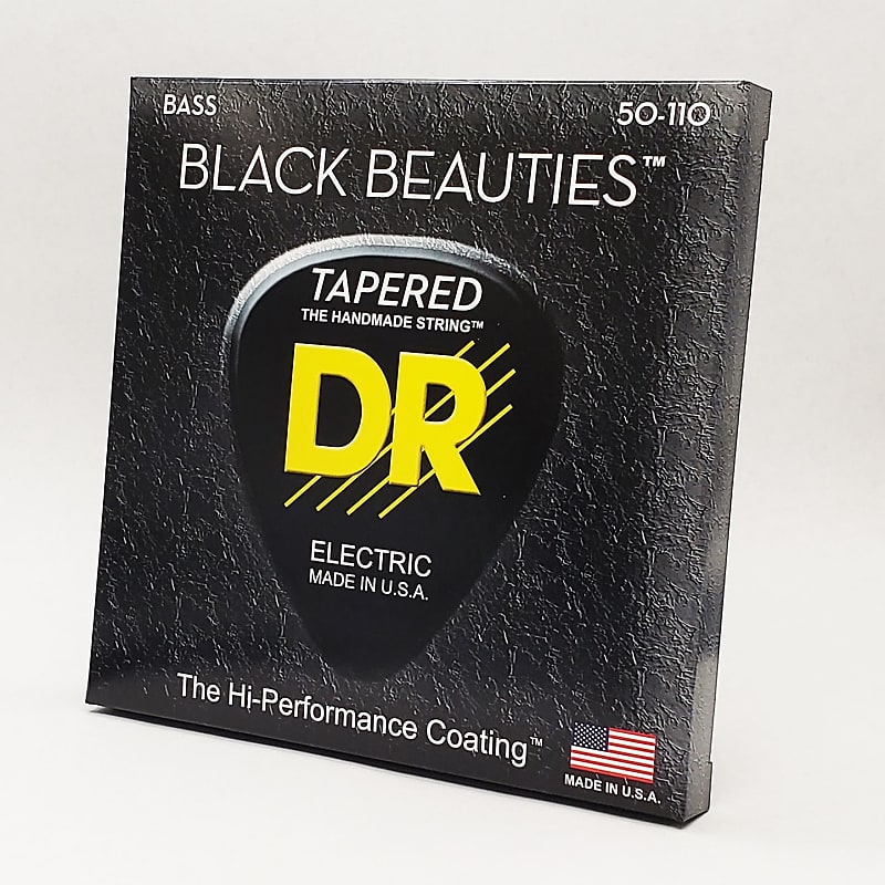 DR BKBT-50 Black Beauties Coated Bass Strings; Tapered gauges | Reverb