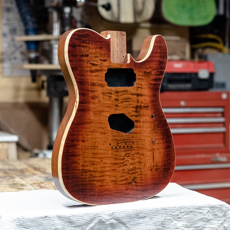 Figured Maple & Sapele Tele Body / Cherry Burst Tele | Reverb
