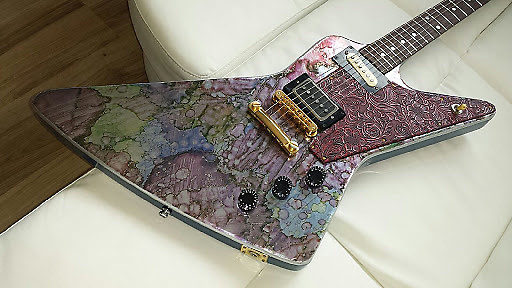 El Degas Explorer set neck 1974 custom top blue back | Reverb Canada