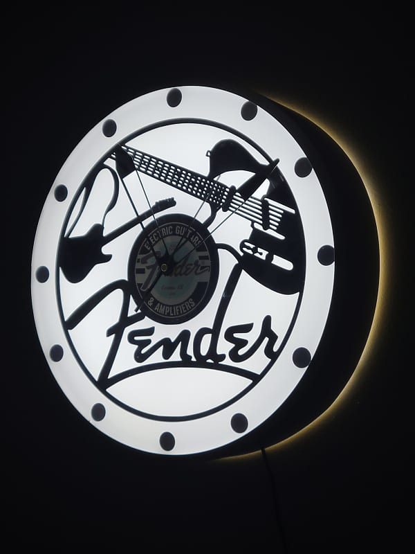 Fender Guitars Dealer Style Round Light Up Clock Telecaster | Reverb