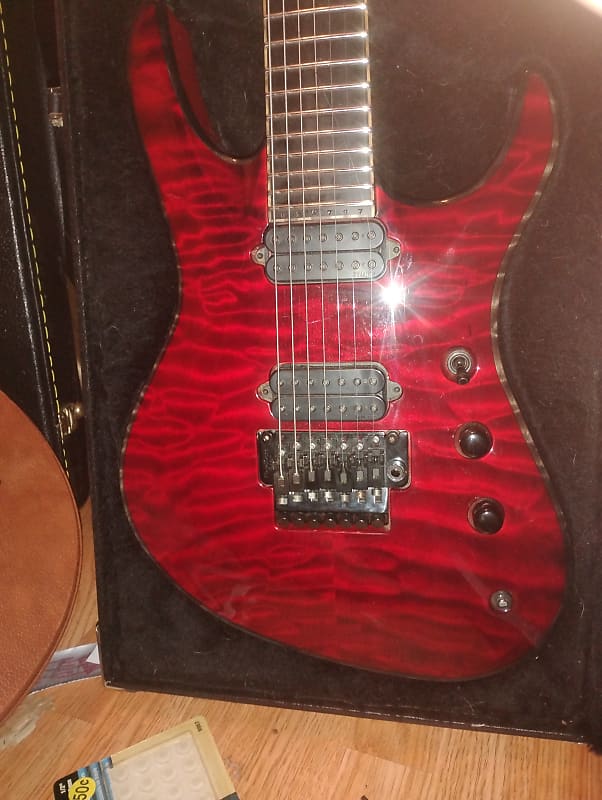 Jackson Chris broderick 7 USA 7 STRING RED FIGURED TOP BEST | Reverb