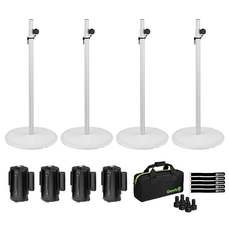 Gravity GSSPWBSET1W White Iron Stands w Crowd Line Control | Reverb