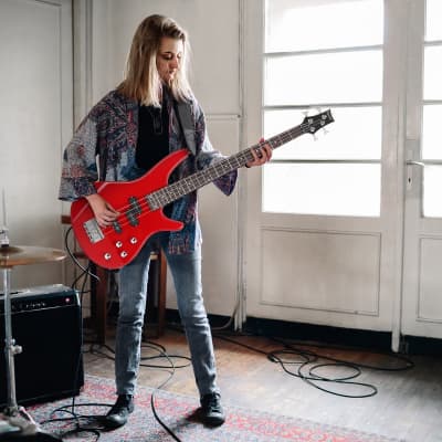 Glarry GIB 4 String Full Size SS pickups Red Bass Guitar/20W | Reverb