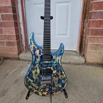 Custom Warmoth Superstrat in holoflash blue paint Superstrat | Reverb