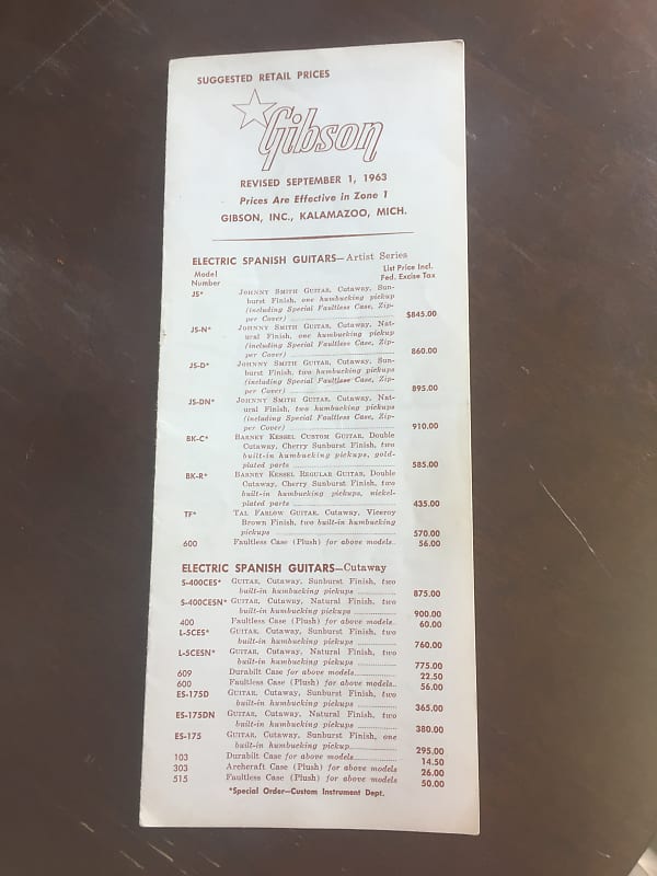 Gibson Price Guide 1963 | Reverb