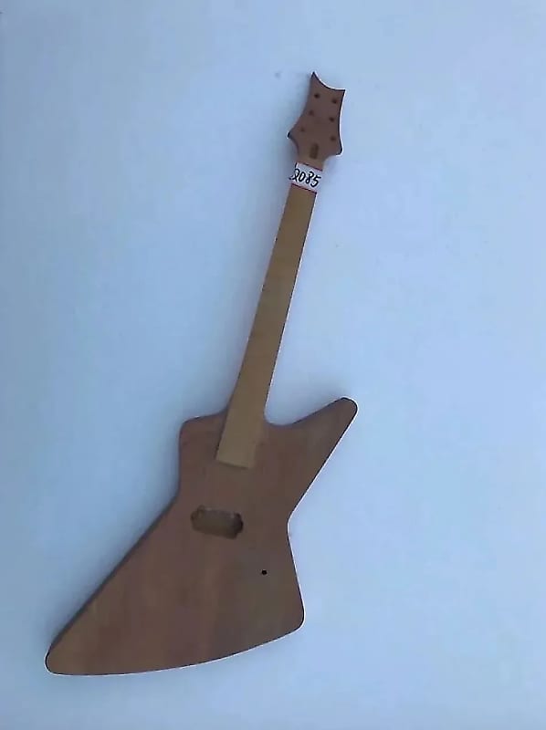 Unfinished Okoume Wood Explorer Style Guitar Body with Neck | Reverb
