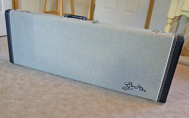 Fender Custom Shop Black + White Tweed electric guitar case | Reverb