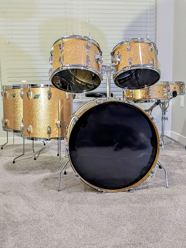 Ludwig 7 Piece Set 2UP-2DOWN-2SNARES 1960's Blue/olive and | Reverb