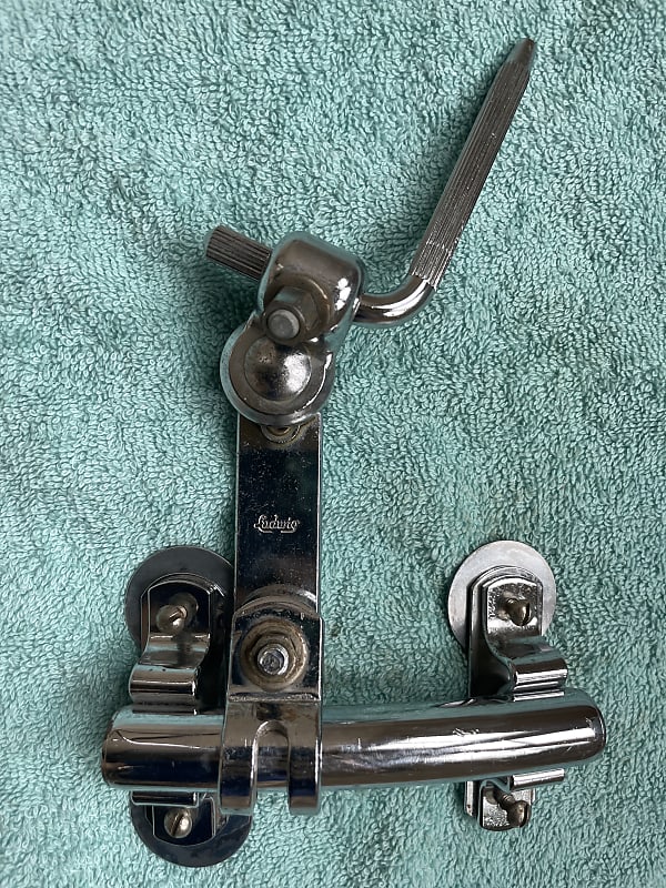 Ludwig Bass drum Rail tom drum mount 60s Chrome Script logo | Reverb