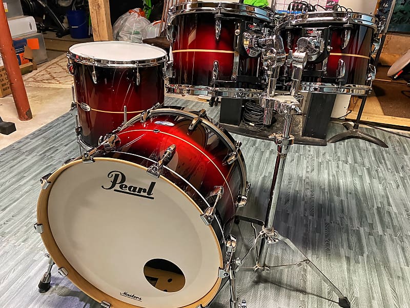 Pearl Masters Maple Complete 2021 Natural Banded Redburst | Reverb