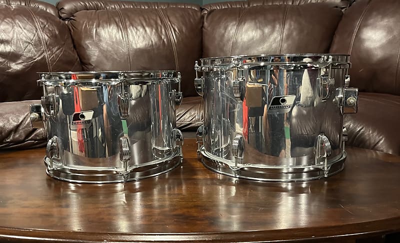 VINTAGE Ludwig Rocker 12x8 & 13x9 rack toms 1980's - Chrome | Reverb