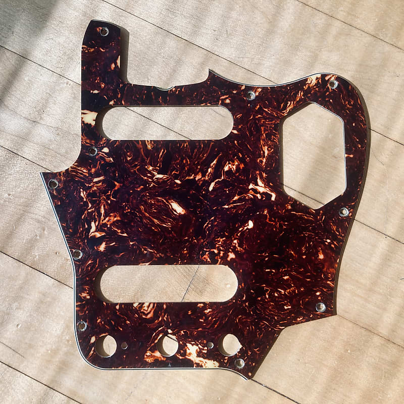 Fender Jaguar Dark Red Tortoise Relic Pickguard | Reverb