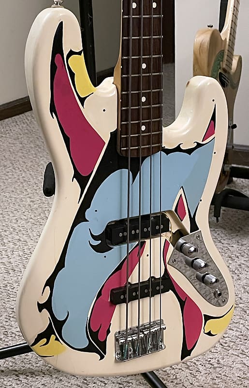 Fender Jazz Bass with custom hand painted tri-color design | Reverb