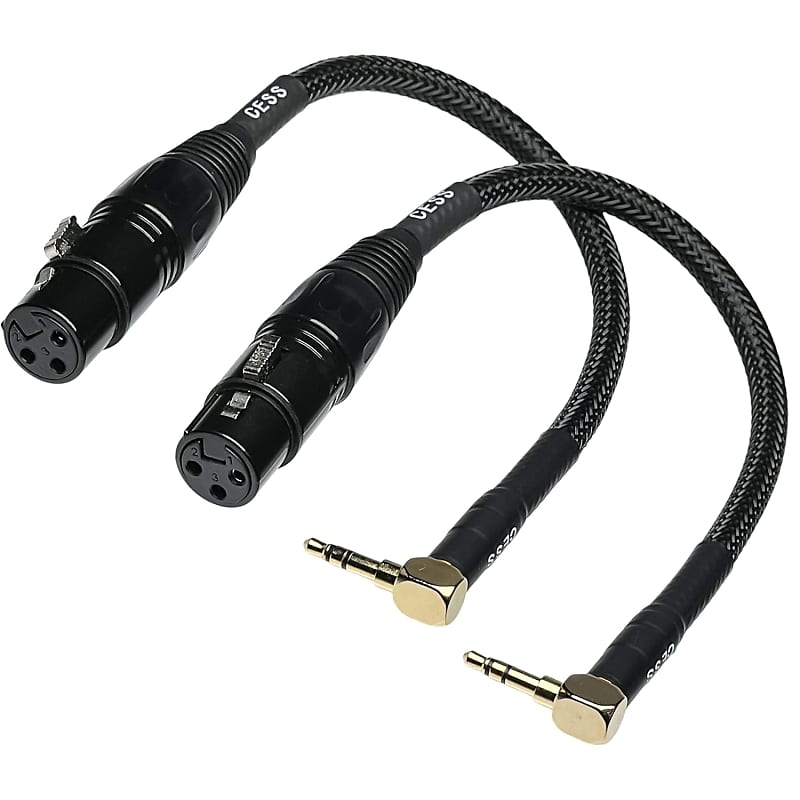Black Braided Right Angle 3.5mm TRS Plug to 3-Pin XLR Female | Reverb