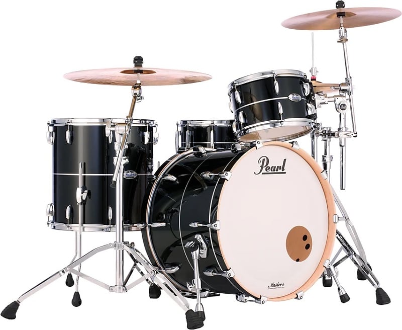 Pearl Masters Maple MCT 3pc Drum Kit "Piano Black w/ Silver | Reverb
