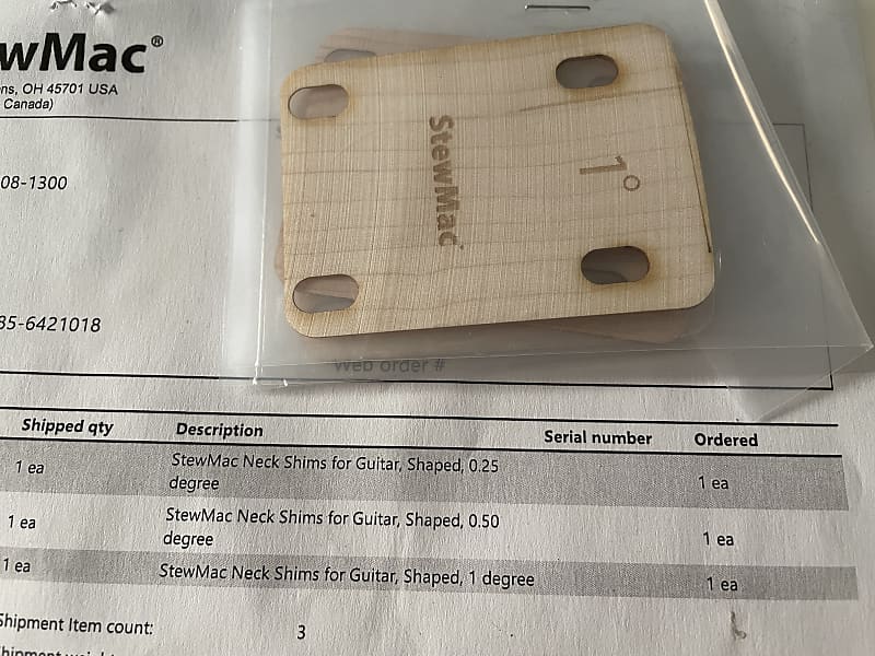 Stew Mac Neck Shims (3 pack) .25, .5, 1 degrees | Reverb