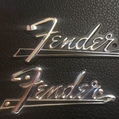 Fender Metal Guitar Case Logo 60's 70's Style with Tail Strat | Reverb
