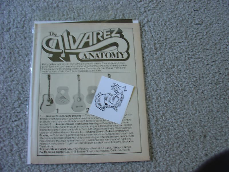 Alvarez Ari Vintage Advertisement for Alvarez Yari 1970's | Reverb