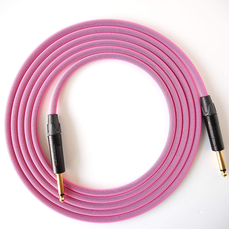 J.Stomps New 10 ft Inst Cable Neutrik Gold Plugs, Pink TFlex | Reverb