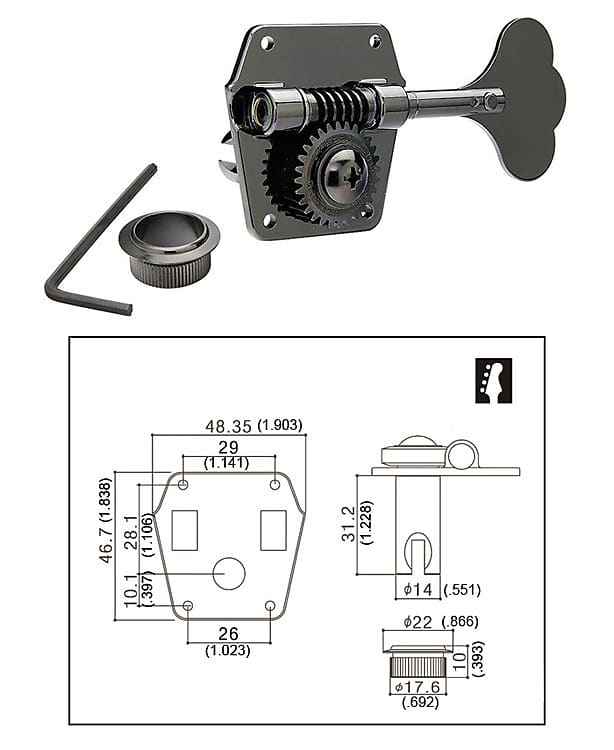 Gotoh GB640 Super Light Weight Bass Machine Heads Set of 4 | Reverb