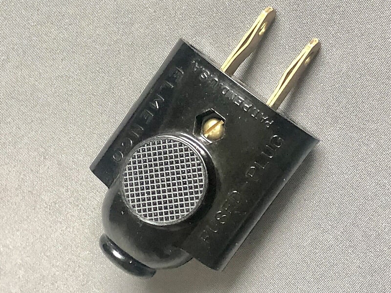 NOS Elmenco fused AC Plug, Non-Polarized, Brass Prongs Black | Reverb