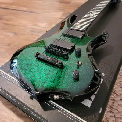 ESP Forest 7 Sanskrit 2010 Custom Gloss W/Kandy Green | Reverb