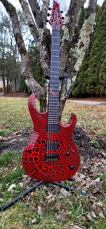 Kiesel Aries Neck Thru 2022 Red With Black Crackle | Reverb